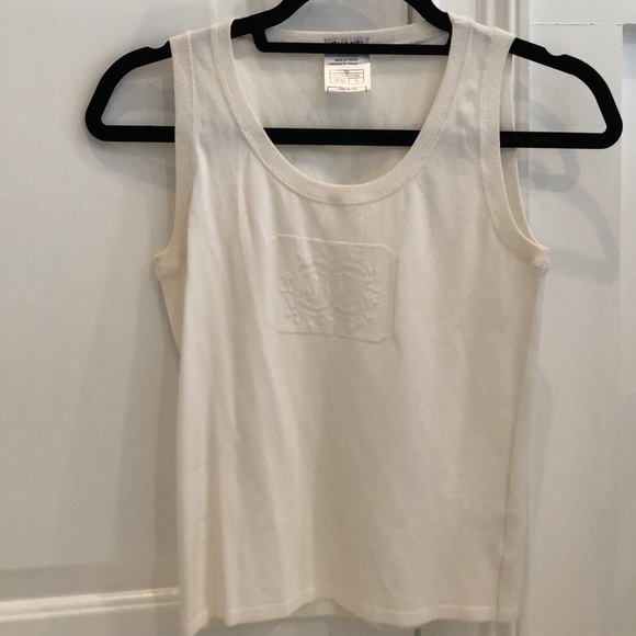 CHANEL | Tops | Chanel White Sleeveless Shell Tank 38 | Poshmark